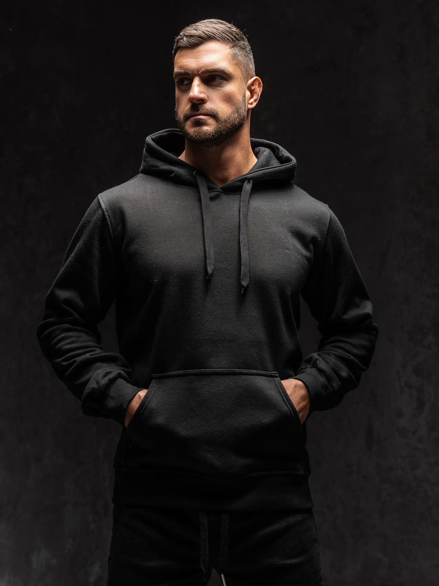 Čierna pánska mikina s kapucňou a klokaním vreckom Bolf 2009A1 - Bolf.sk